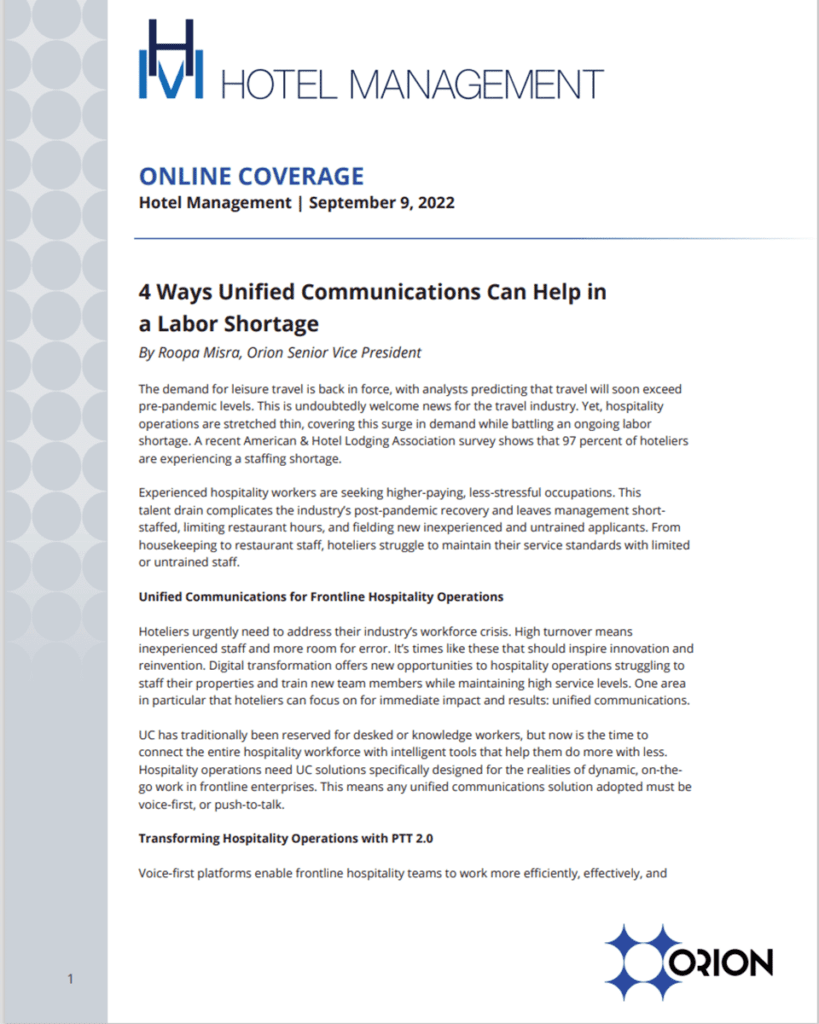 4 Ways Unified Communications Can Help in a Labor Shortage - Orion